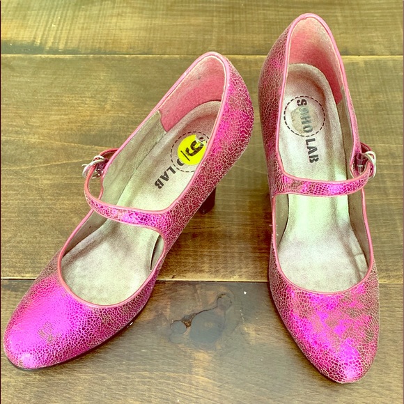 Soho Lab | Shoes | Soho Lab Pink Crackle Mary Jane Pump | Poshmark